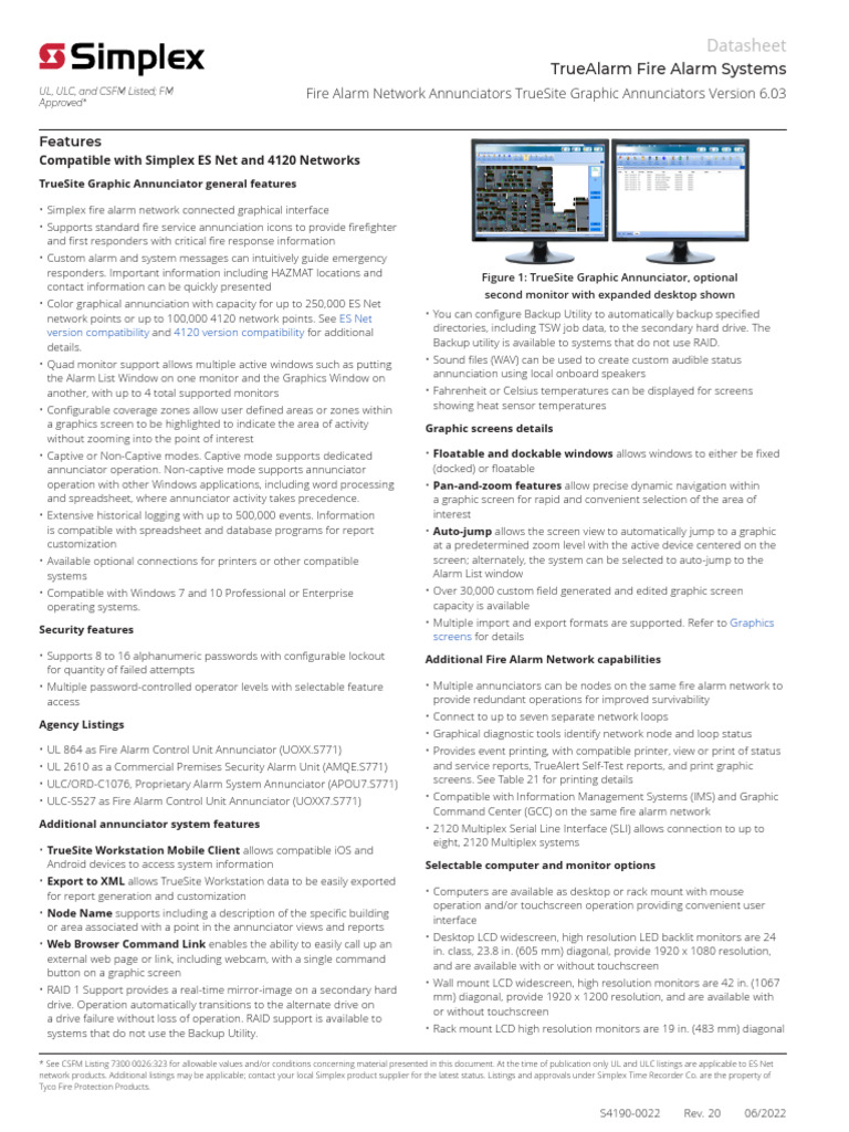 Features: Fire Alarm Network Annunciators Truesite Graphic Annunciators ...