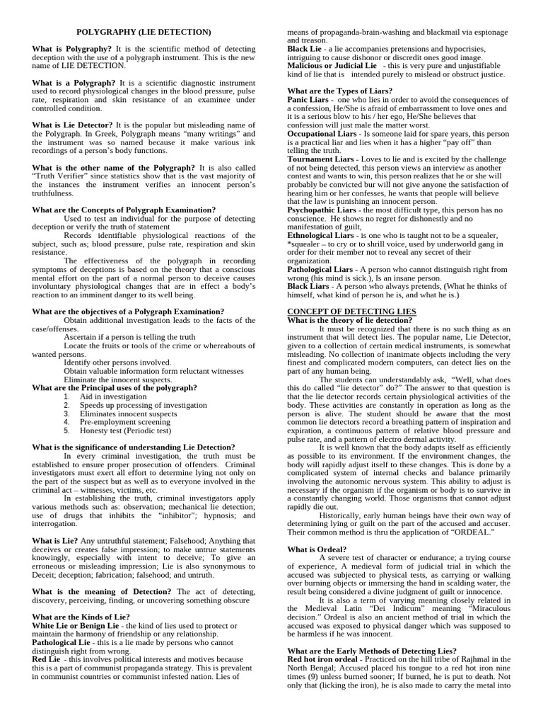 Lie Detection Techniques Revmats | PDF