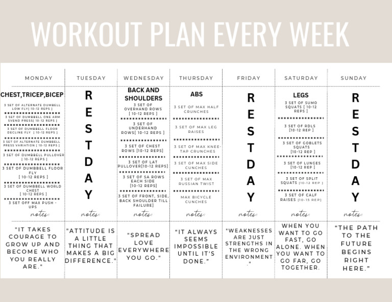 Workout Plan Every Week | PDF