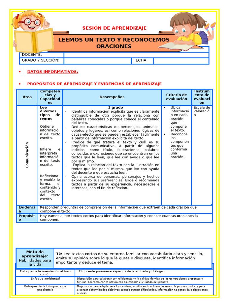 1º E4 Sesión D1 Com Leemos Un Texto y Reconocemos Oraciones | PDF