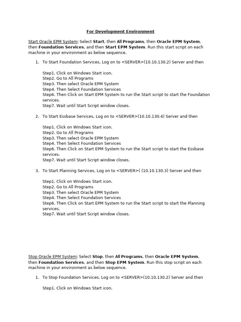 Start Stop Services | PDF