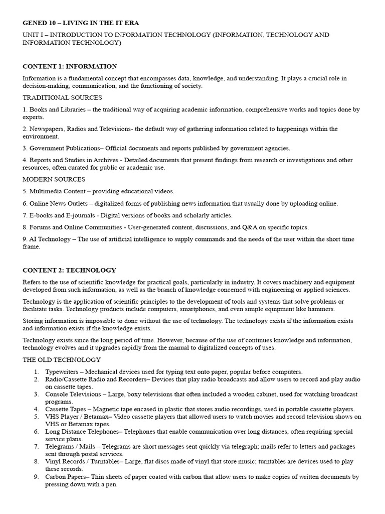 Information Technology An Introduction Module Guide | PDF