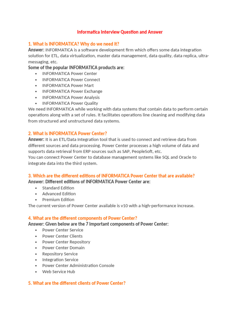 Informatica Interview Question And Answer Pdf