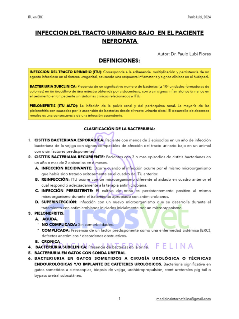 Infección del Tracto Urinario en Gatos Nefropatas | PDF | Infección del ...