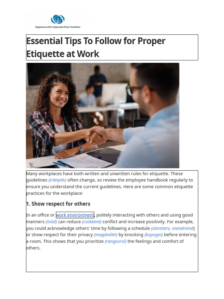 13 - 14 Workplace Etiquette | PDF