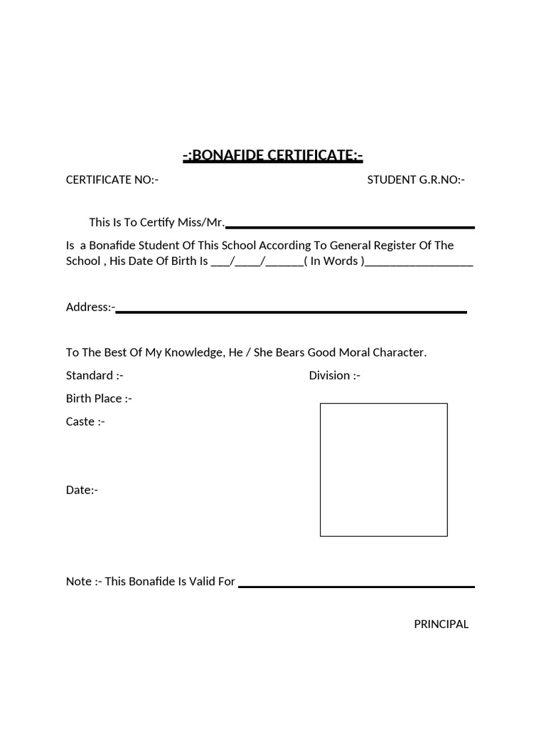 Bonafide Certificate School | PDF