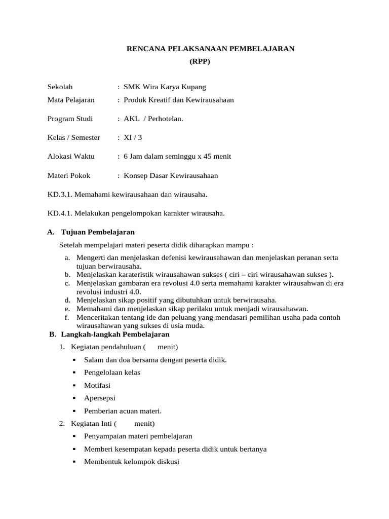 RPP 2 Akl PKK Semester Ganjil Genap 2023 | PDF
