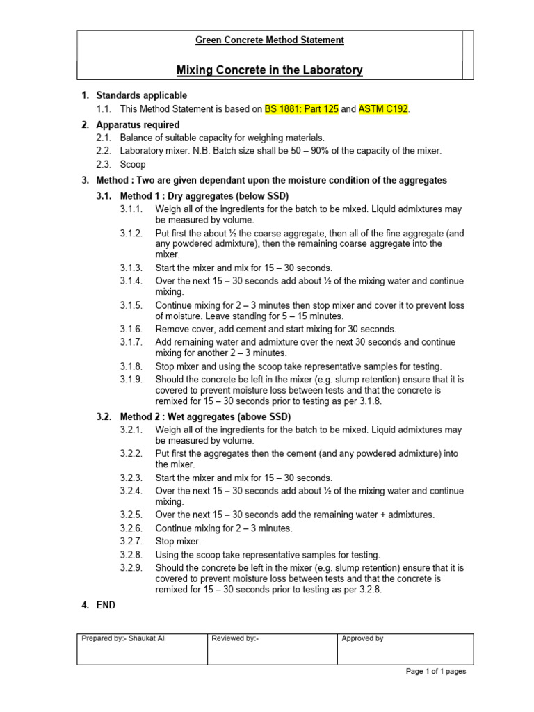 P03 Mixing Concrete in The Laboratory | PDF