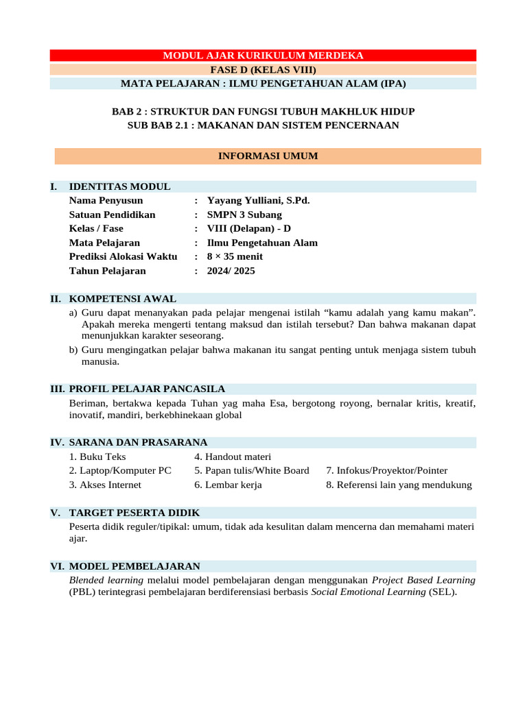 Modul IPA 8 - Bab 2 | PDF
