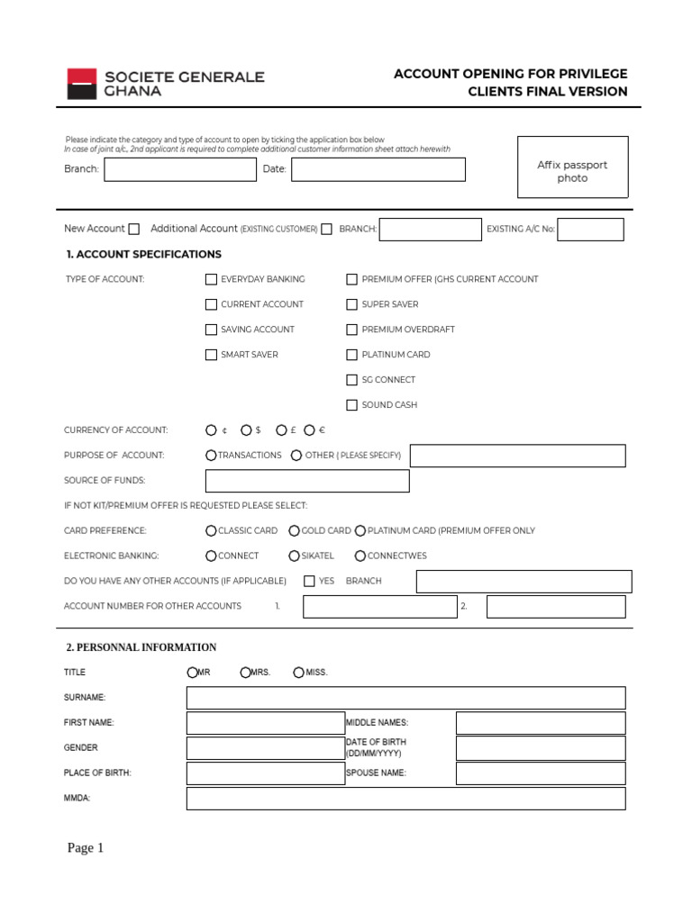 2021 Account Opening For Privilege Clients | PDF
