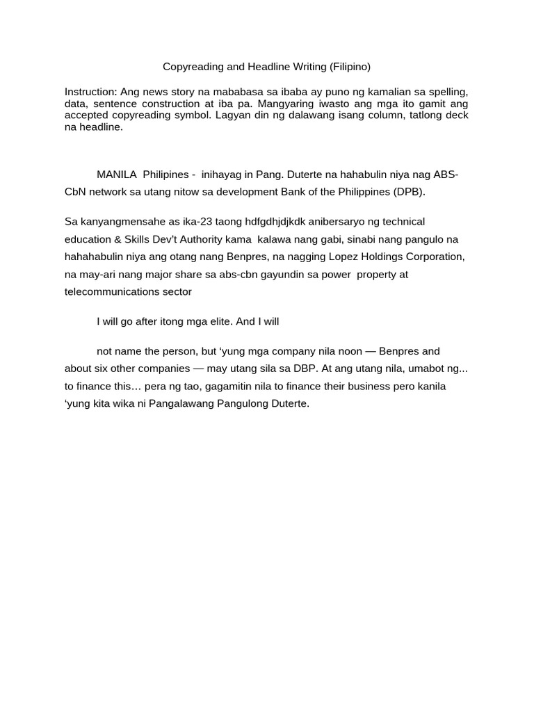 Copyreading Filipino | PDF