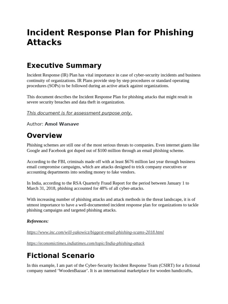 Incident Response Plan for Phishing Attacks | PDF