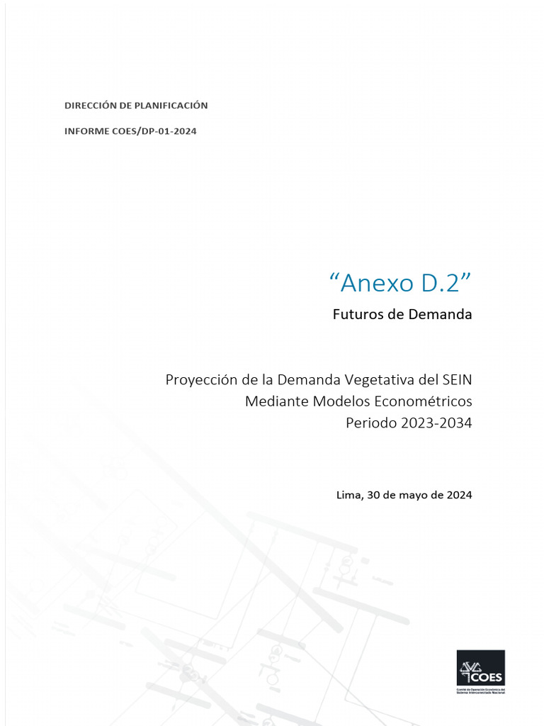 Anexo-D2 ProyeccionesDemandaVegetativaSEIN | PDF