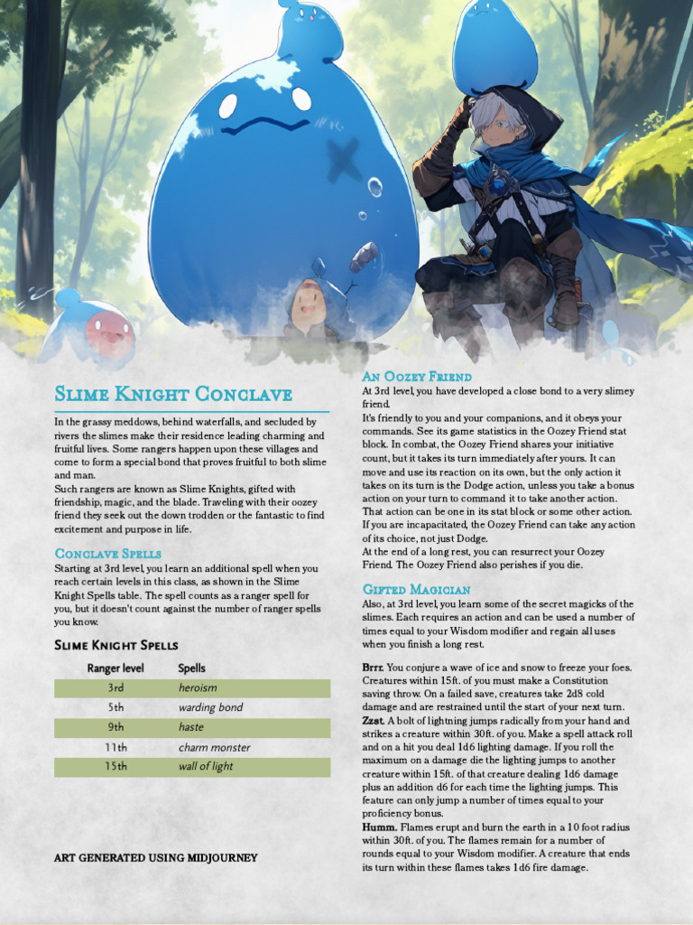 Ranger Subclass Slime Knight dnd 5e homebrew | PDF