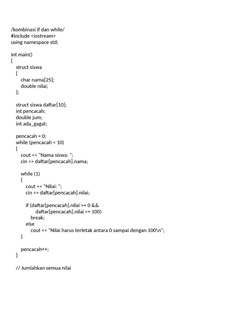 Kombinasi If Dan While | PDF