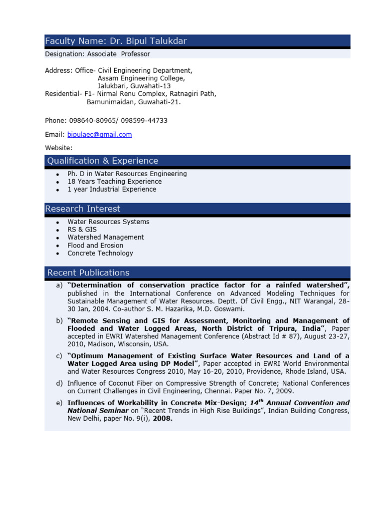 Faculty DR B Talukdar | PDF