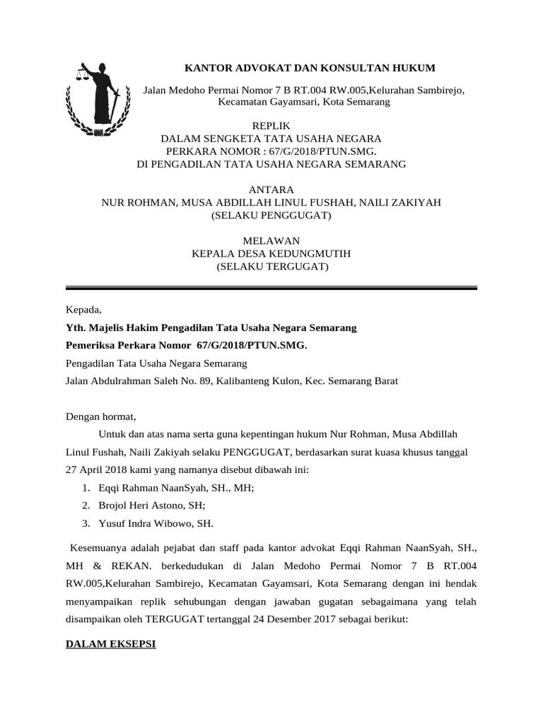 Replik Ptun | PDF | Indonesia