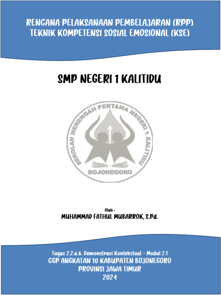 Tugas CGP 2.2.a.6. Demonstrasi Kontekstual - Modul 2.1 (RPP Implementasi KSE) | PDF