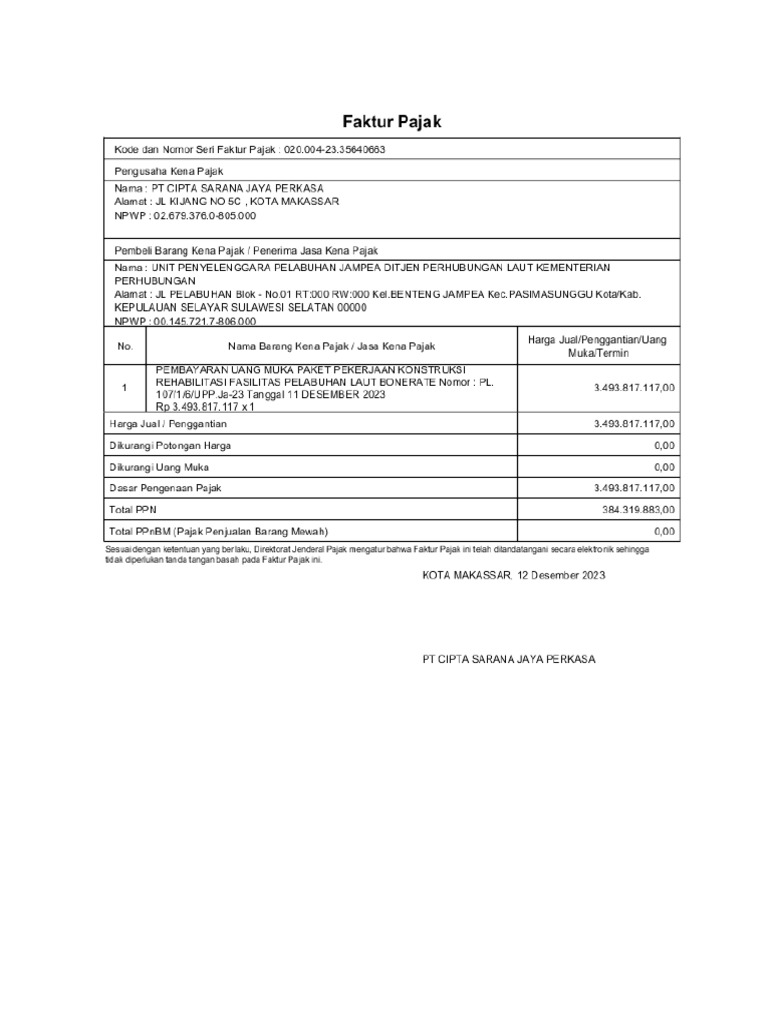 Draft Faktur Pajak | PDF