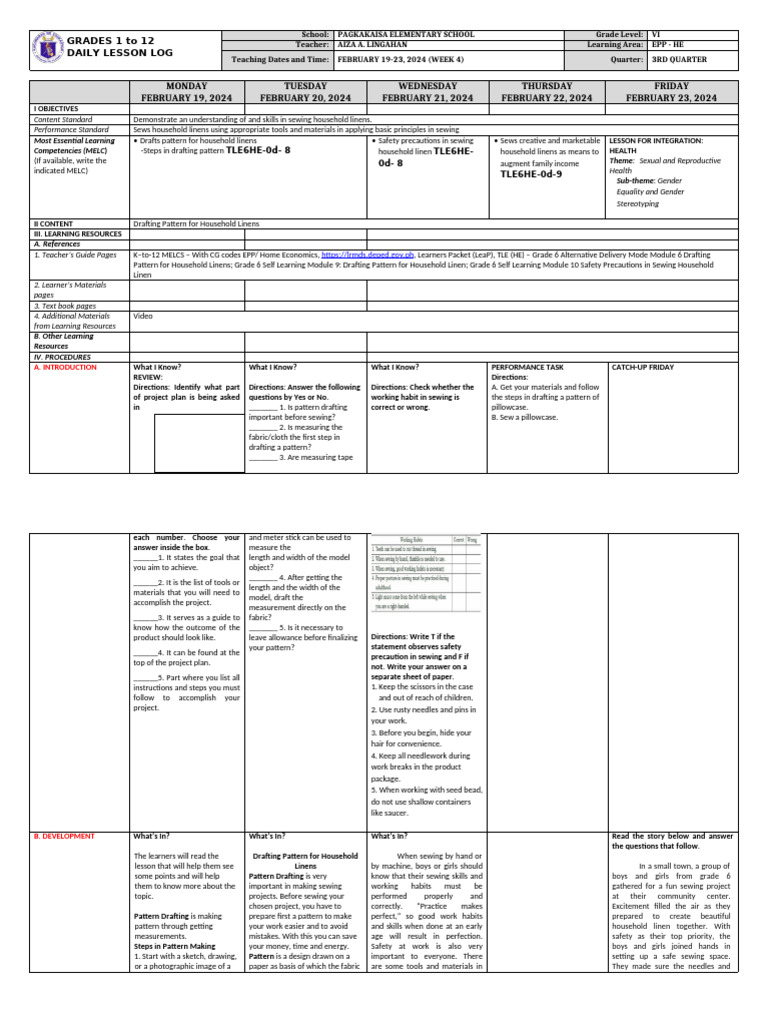DLL - EPP-HE - 6 - Q3 - W4 With Integration | PDF