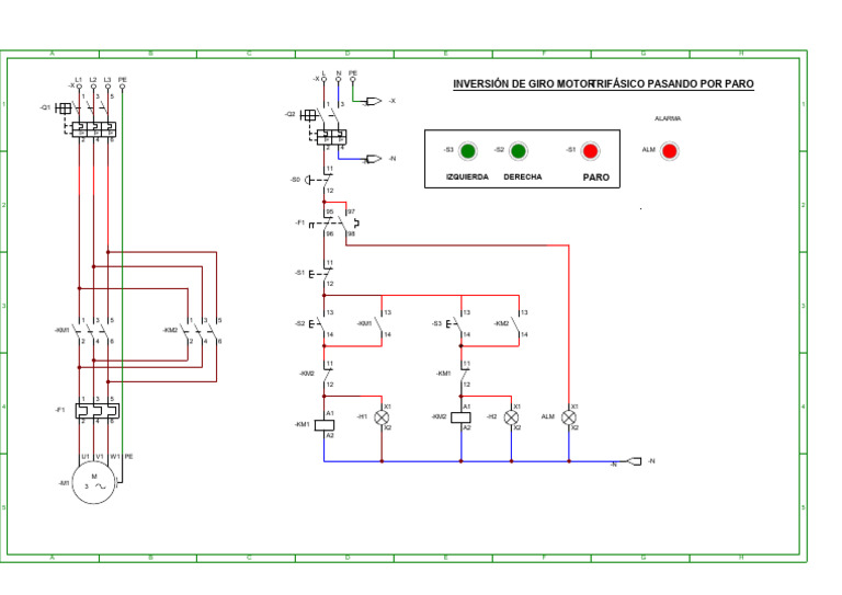 P02. Esquema Inversión de Giro de Un Motor Trifásico | PDF