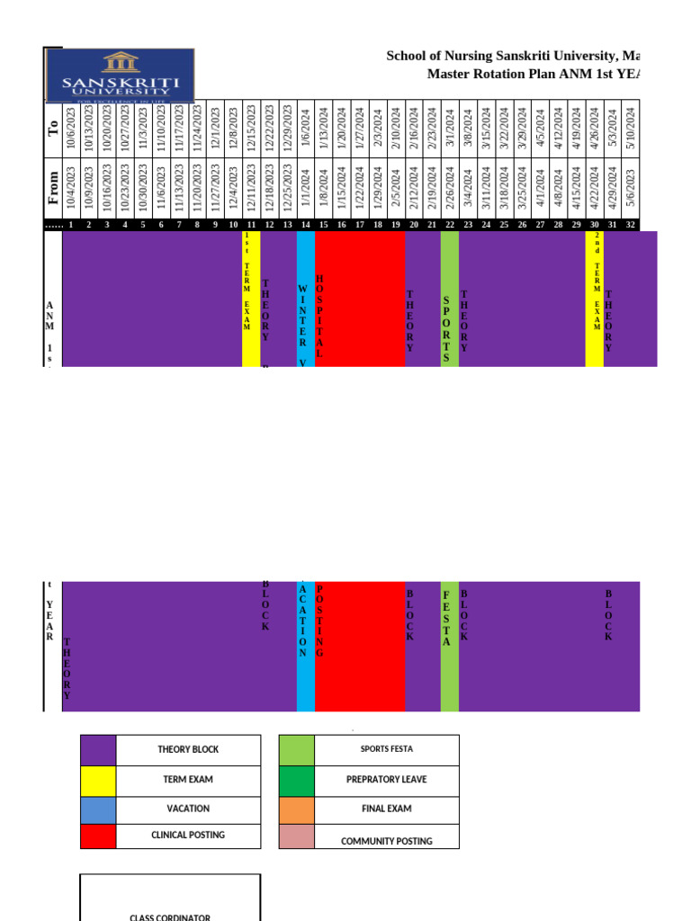 Master Rotation Plan ANM 1ST YEAR | PDF