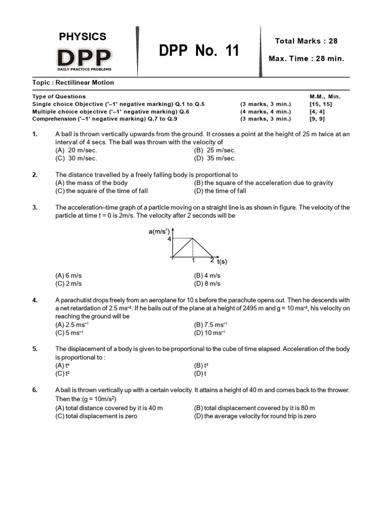 DPP No. 11: Physics | PDF