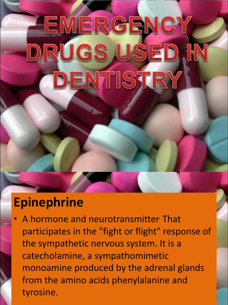 Emergency Drugs in Dentistry | PDF | Epinephrine | Sodium Bicarbonate