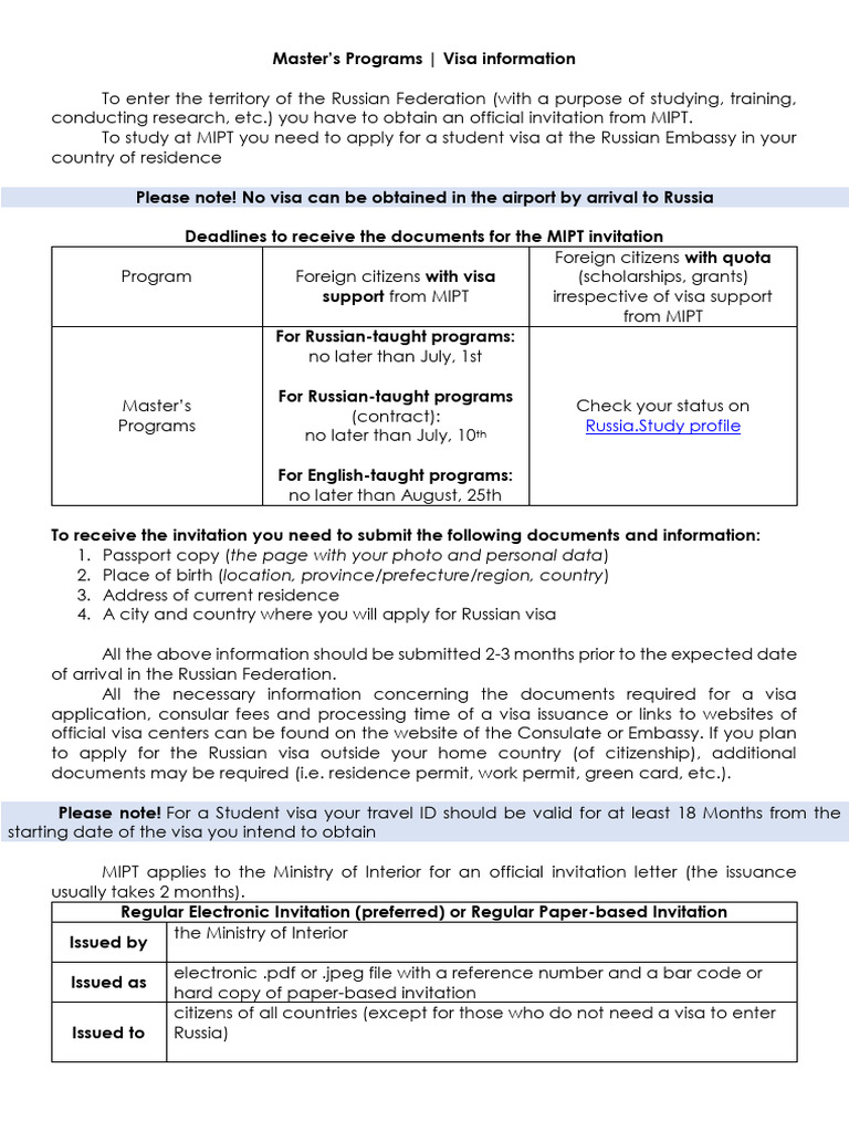 Masters Programs Visa Information | PDF