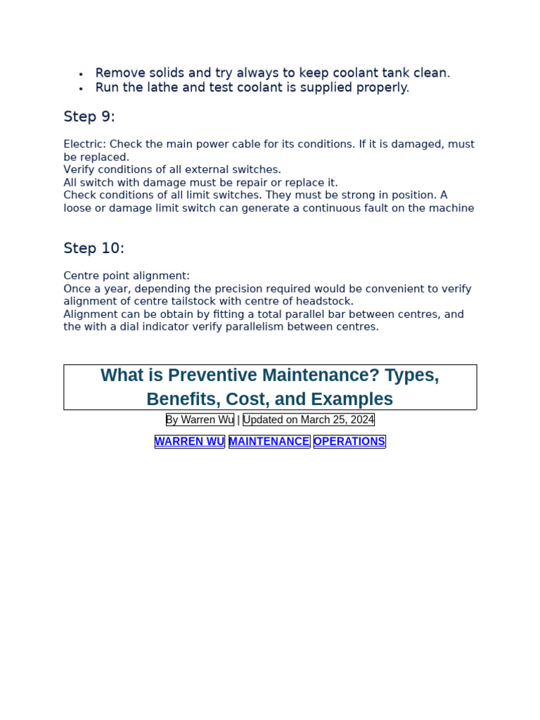 Preventive Maintenance | PDF