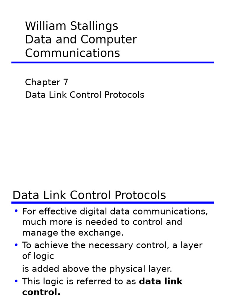 William Stallings Data and Computer Communications: Data Link Control Protocols | PDF