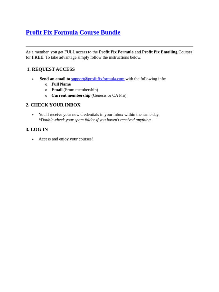 Profit Fix Formula | PDF