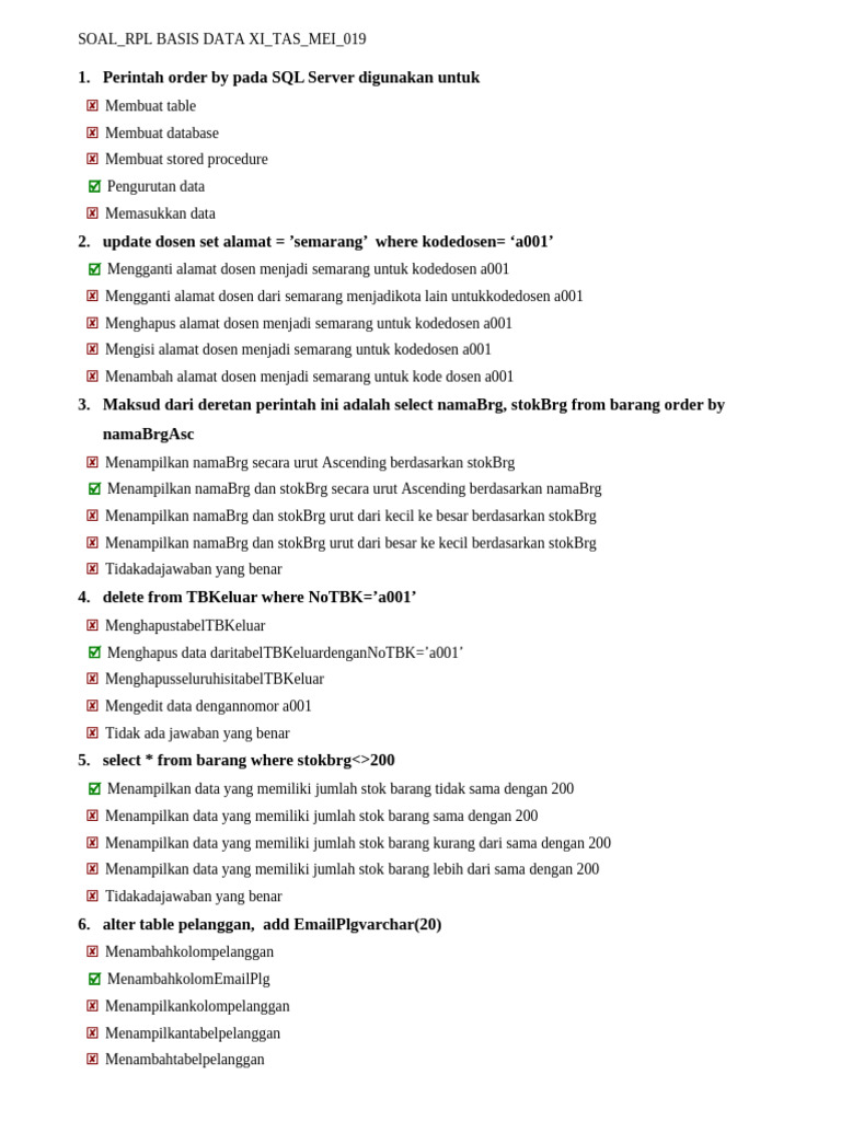 Soal Tas RPL Basisdata | PDF