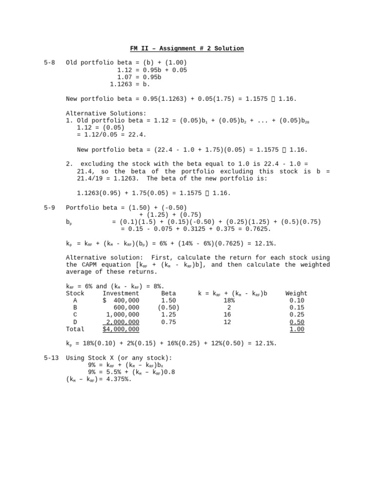 FM II - Assignment # 2 Solution | PDF