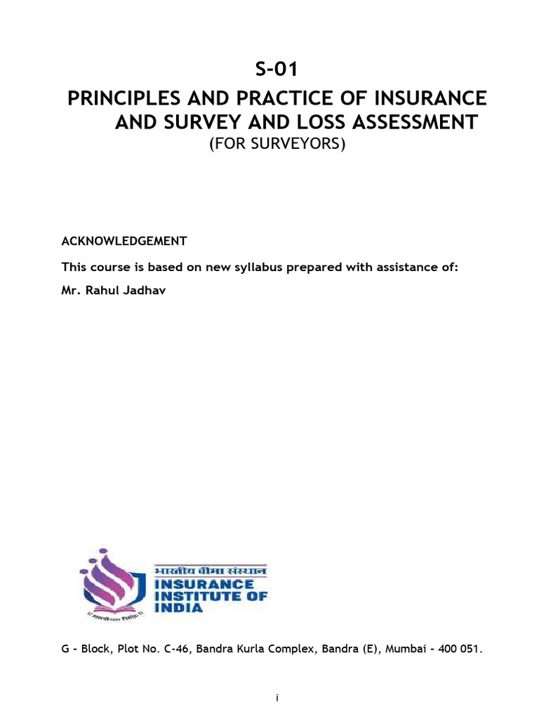 S-01 Principles and Practice of Insurance and Survey and Loss ...
