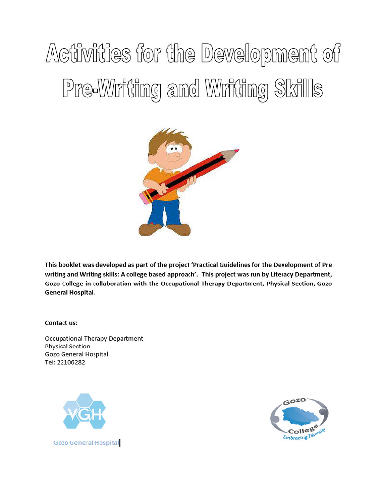 Activities For The Development Of Pre Writing And Writing Skills Pdf