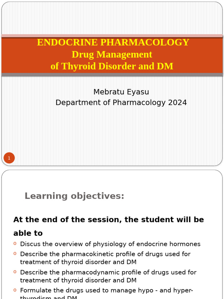 2022 Endocrine Pharmacology (ALL TOPICS) Mebratu | PDF