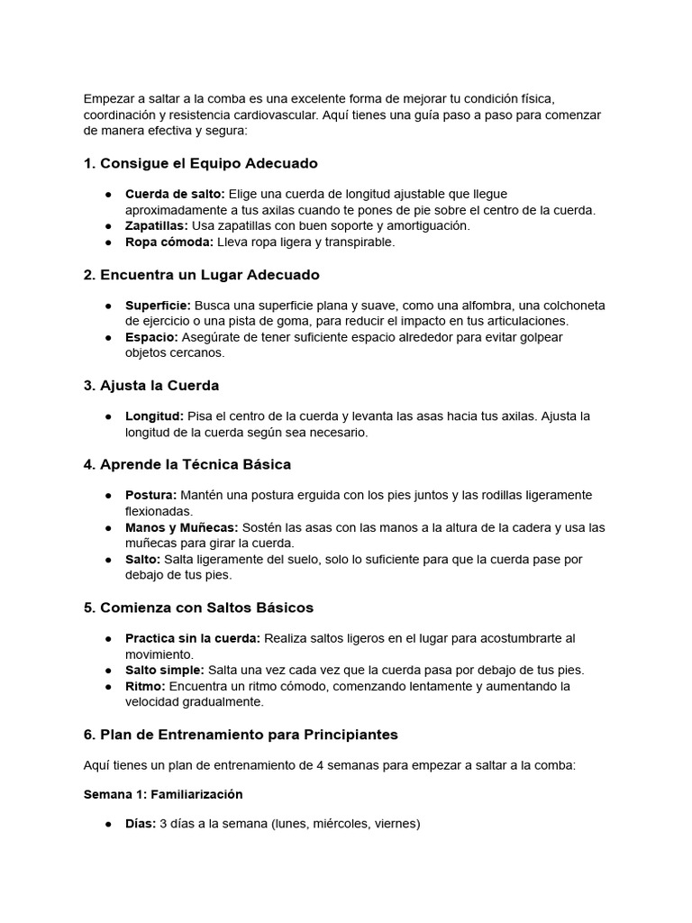 TIPS para Empezar A Saltar A La Comba | PDF