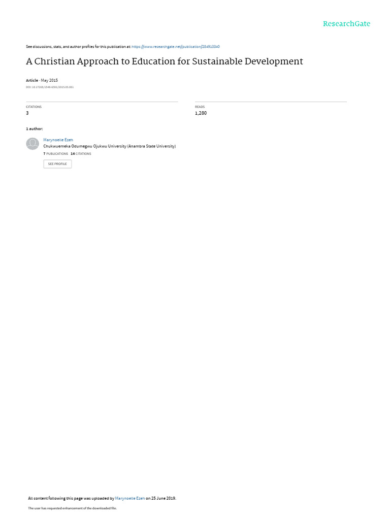 A Christian Approach To Education For Sustainable | PDF ...