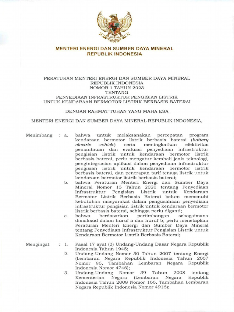 Permen ESDM Nomor 1 Tahun 2023 | PDF