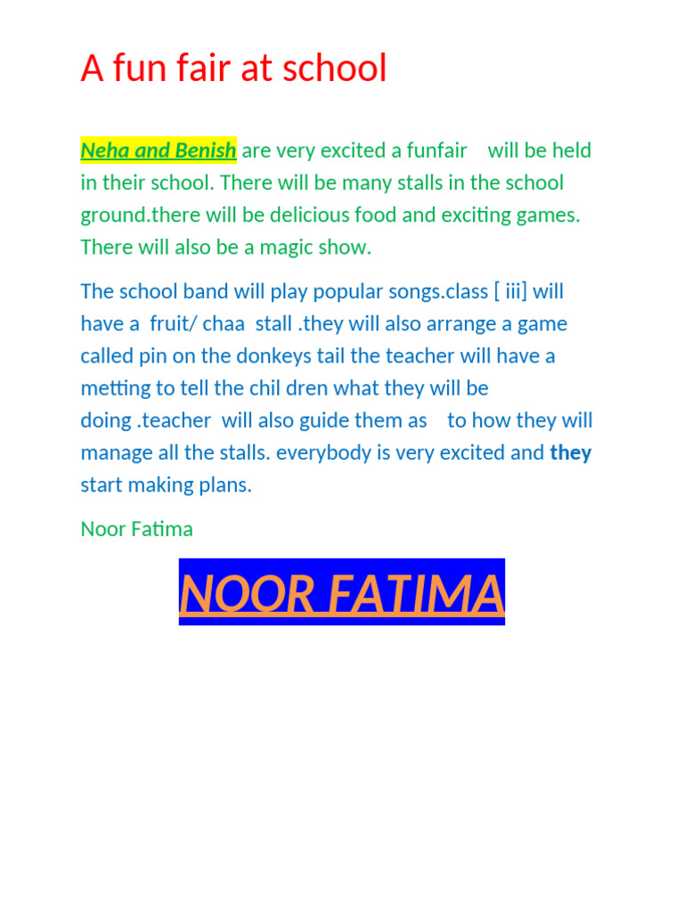 A Funfair at School | PDF