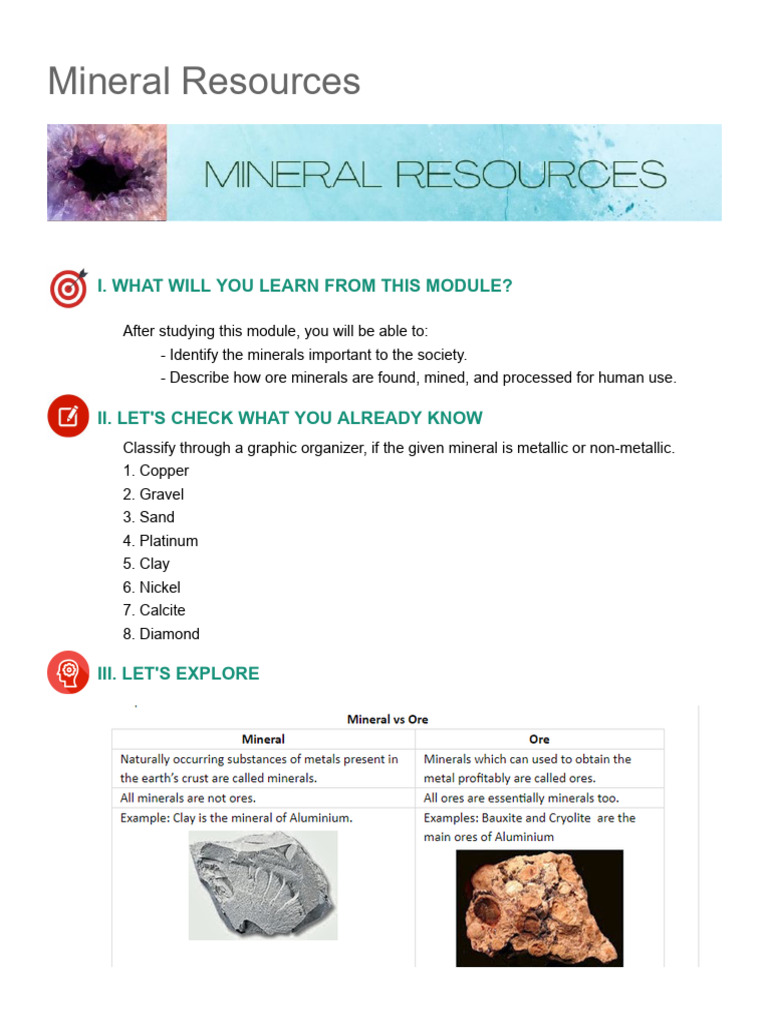 Module 4 - Mineral Resources | PDF