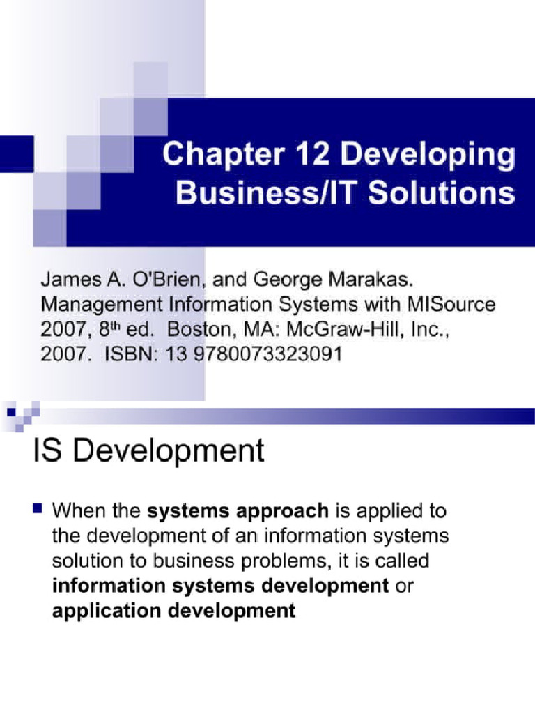 Chap12 Developing Businessit Solutions | PDF