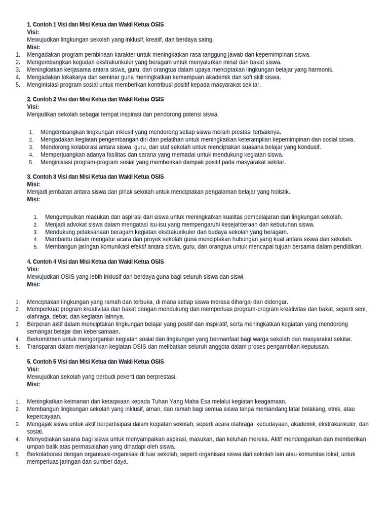 Contoh Visi Misi | PDF