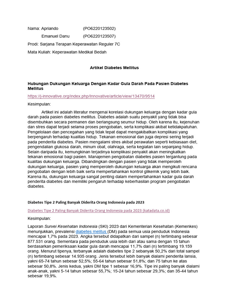 7C - Apriando, Emanuel Danu - Diabetes Mellitus | PDF