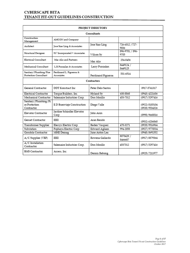 RCB - Tenant Fit-Out Construction Guidelines V.2 | PDF