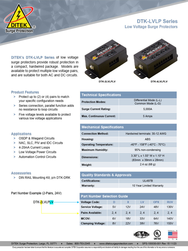 Surge Protector Datasheet | PDF
