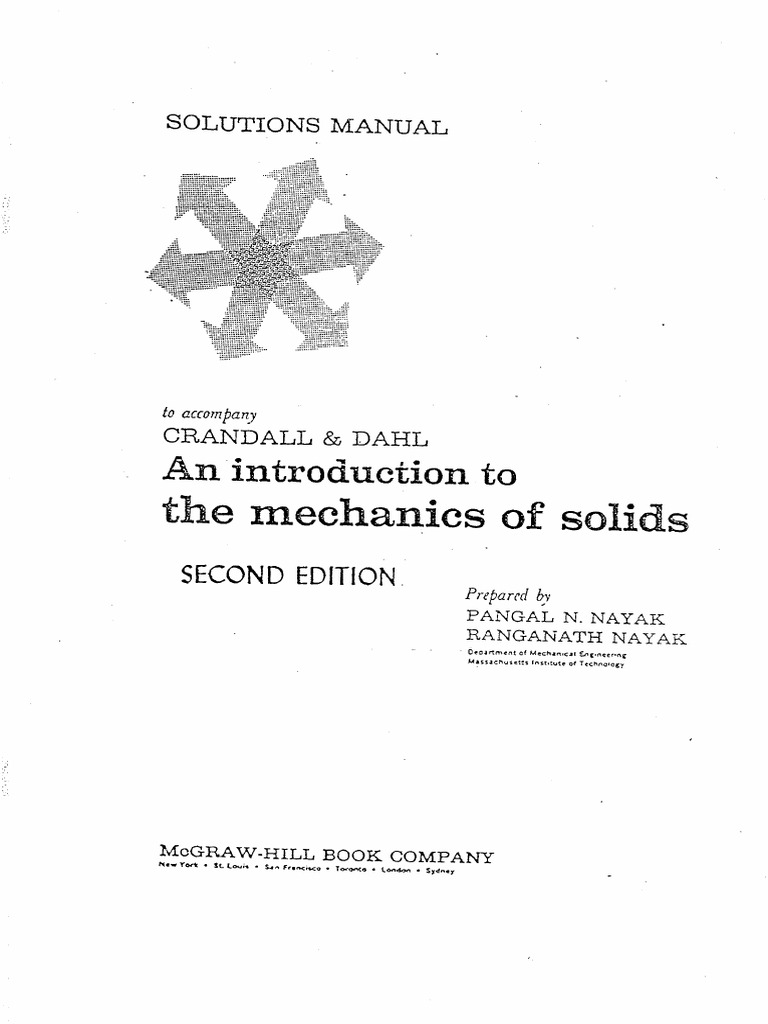 Introduction To The Mechanics of Solids Solution Manual by Stephen Crandall, Norman C. Dahl ...