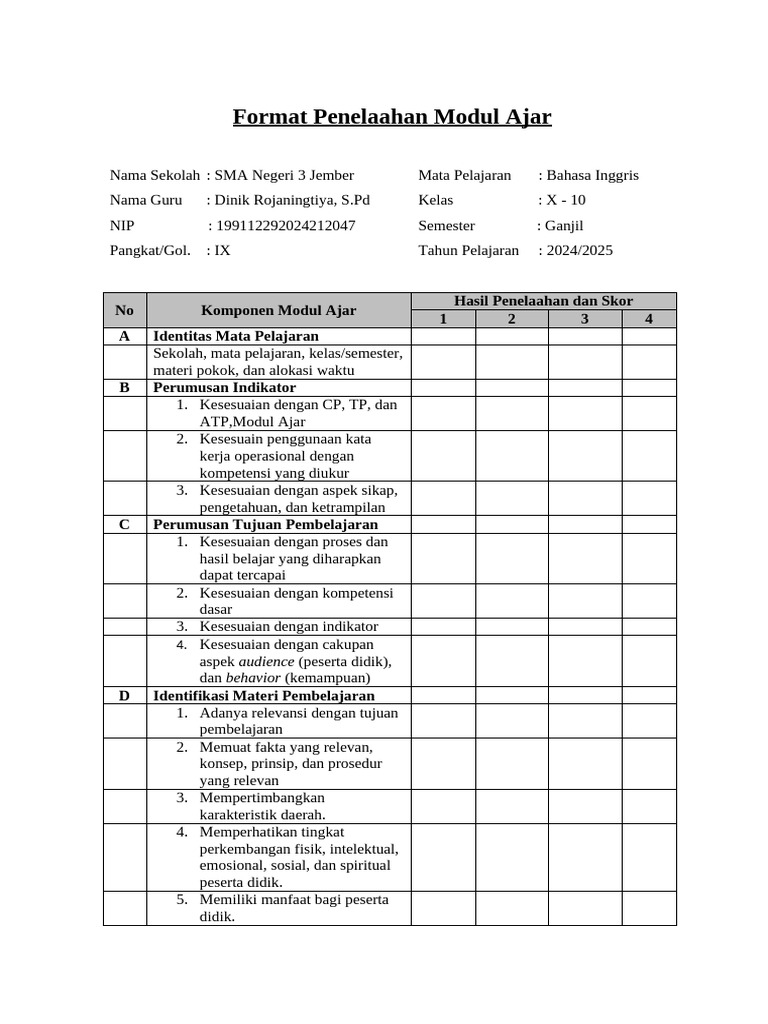 2.1 - FORM - INSTRUMEN - Penelaahan - Rencana - Pelaksanaan ...