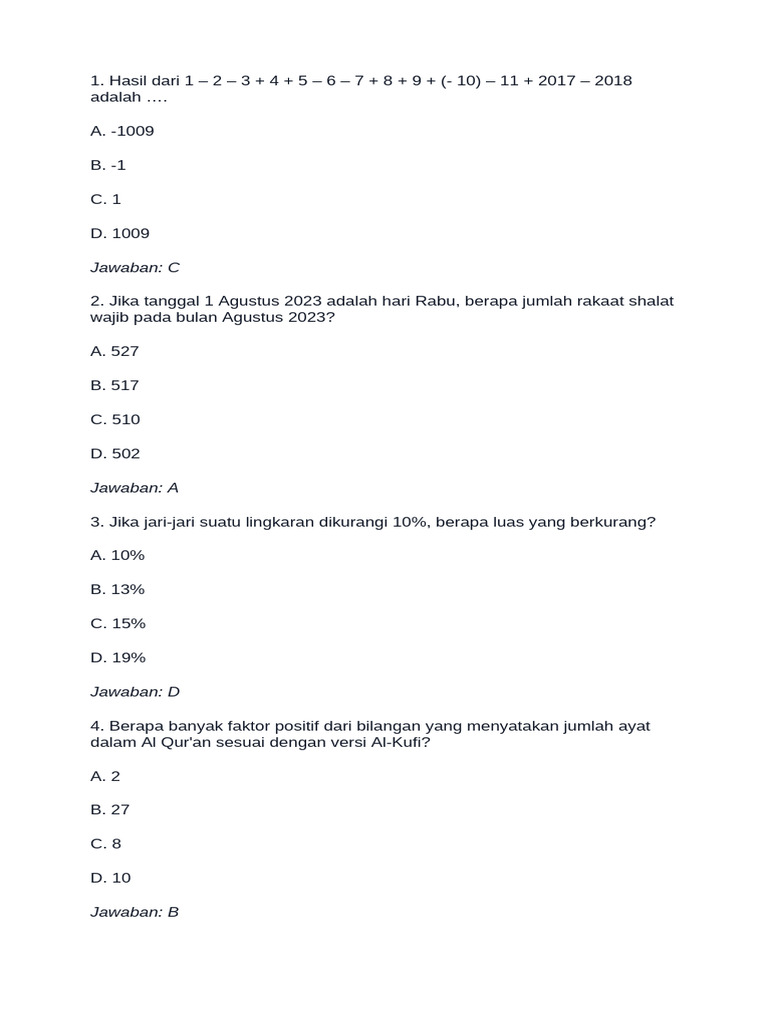 Soal KSM Matematika MTs 2023 | PDF